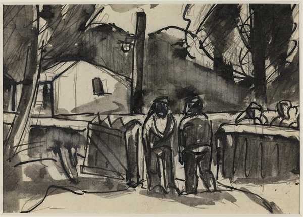 Sketch of five figures on a path near Ystradgynlais‘, Josef Herman ...