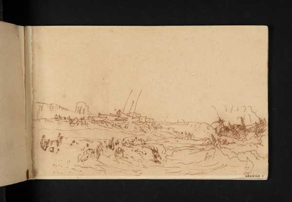 ‘A Stranded Ship, with Salvagers Collecting Wreckage in the Surf ...