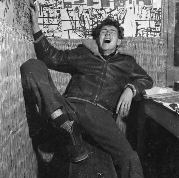 Photograph of Francis Morland in front of Nigel Henderson’s work ...