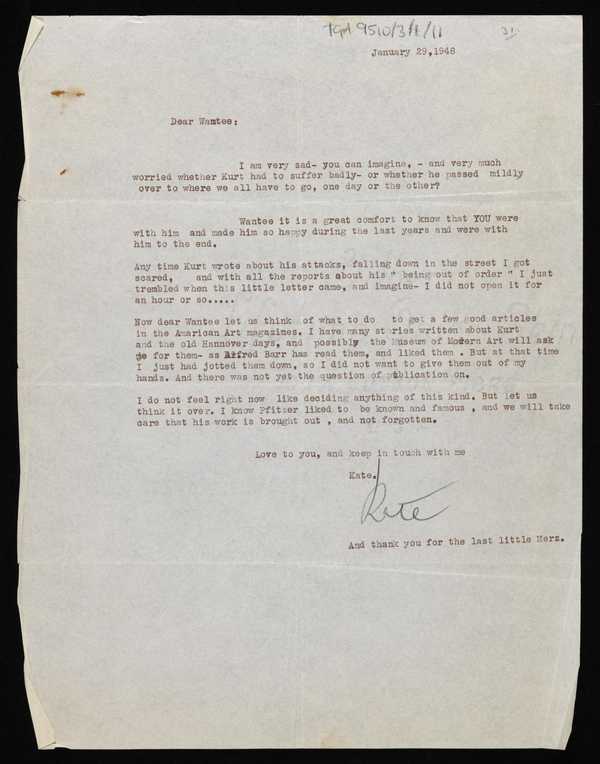 Letter to Edith Thomas (‘Wantee’) from Kate [Steinitz]‘, Kate Steinitz ...