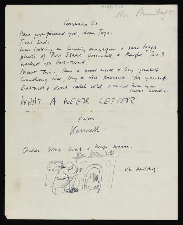 Letter from Kenneth Armitage to Joan Moore, addressed Corsham Court‘, Kenneth Armitage ...