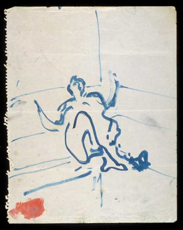 ‘Sketch [Fallen Figure]‘, Francis Bacon, c.1959–61 | Tate