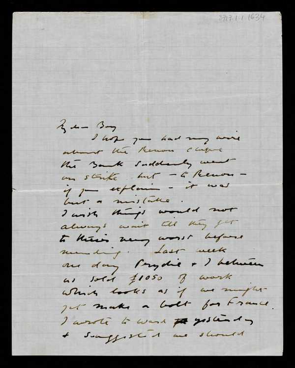 Letter to Ben Nicholson from his father William, with a note from his ...