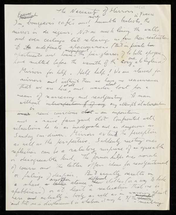 Manuscript titled ‘The Necessity of Mirrors’ by John Banting‘, John ...