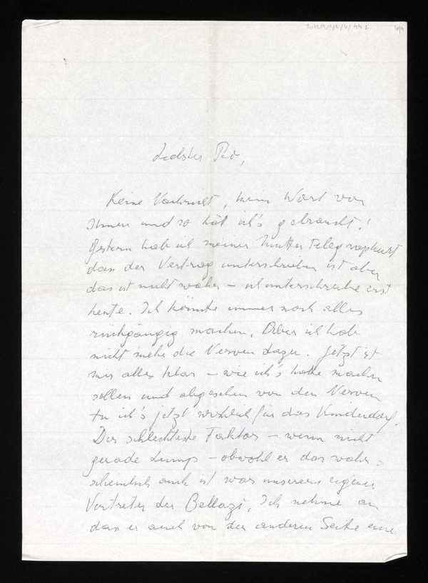 Letter to Elias Canetti‘, recipient: Elias Canetti, [June–July 1956 ...