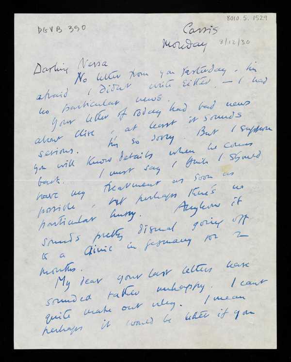 Letter from Bear [Duncan Grant] to Vanessa Bell‘, Duncan Grant ...