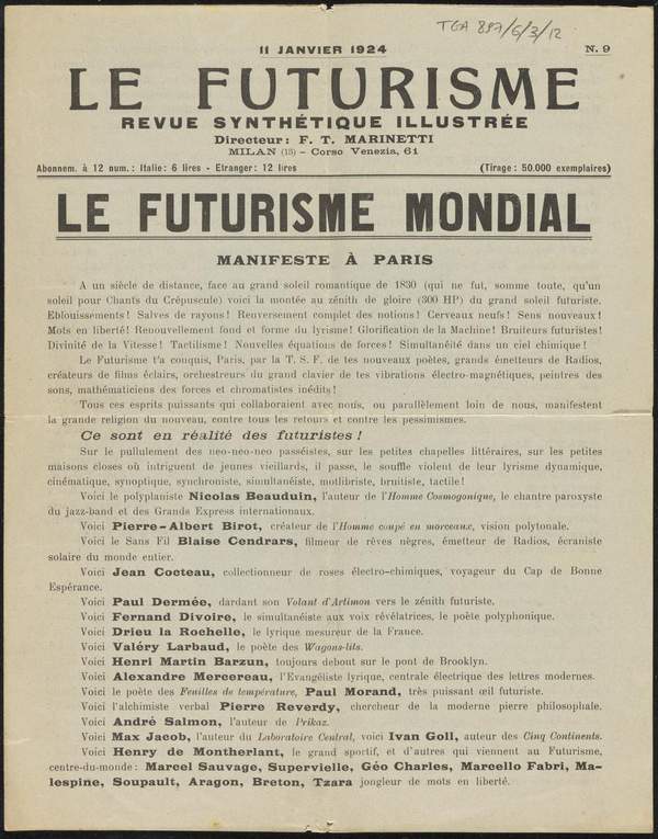 Journal ‘Le Futurisme. Revue syntethique illustre’‘, collection owner ...