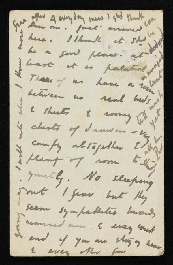 Postcard from Paul Nash to Margaret Nash written from Camberley Staff ...