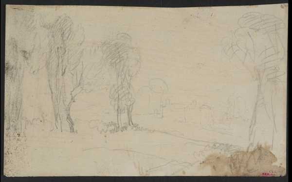 ‘Landscape, with Trees in Foreground and Houses in Mid-Distance ...