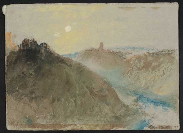 ‘River Scene, with Mountains‘, Joseph Mallord William Turner, c.1834 | Tate