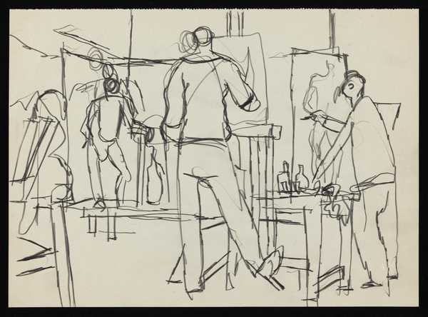 Drawing of a figure in a life drawing class‘, Keith Vaughan, [1950 ...