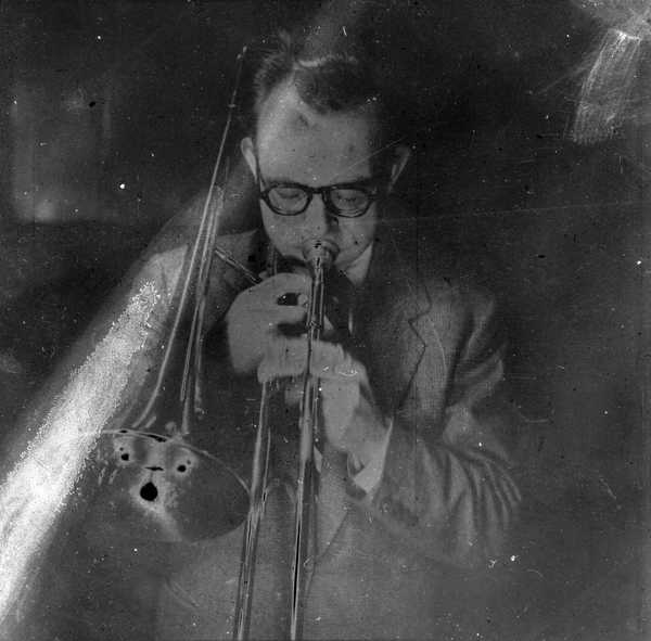 Photograph of Ken Wray performing on a trombone‘, Nigel Henderson, [c ...