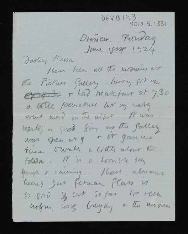 Letter from D.G. [Duncan Grant] to Vanessa Bell‘, Duncan Grant ...