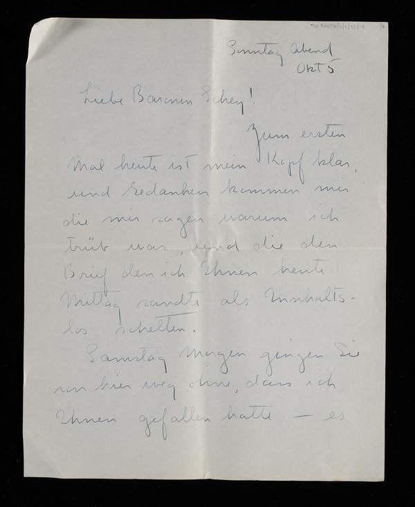 Letter from Edward Renouf to Anny Schey von Koromla‘, Edward Renouf ...