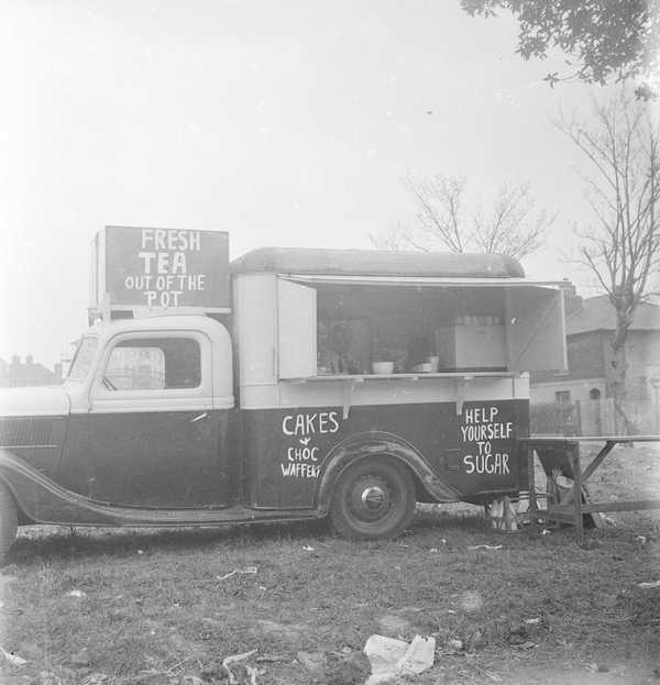 Photograph showing a van selling food and drinks‘, Nigel Henderson, [c ...