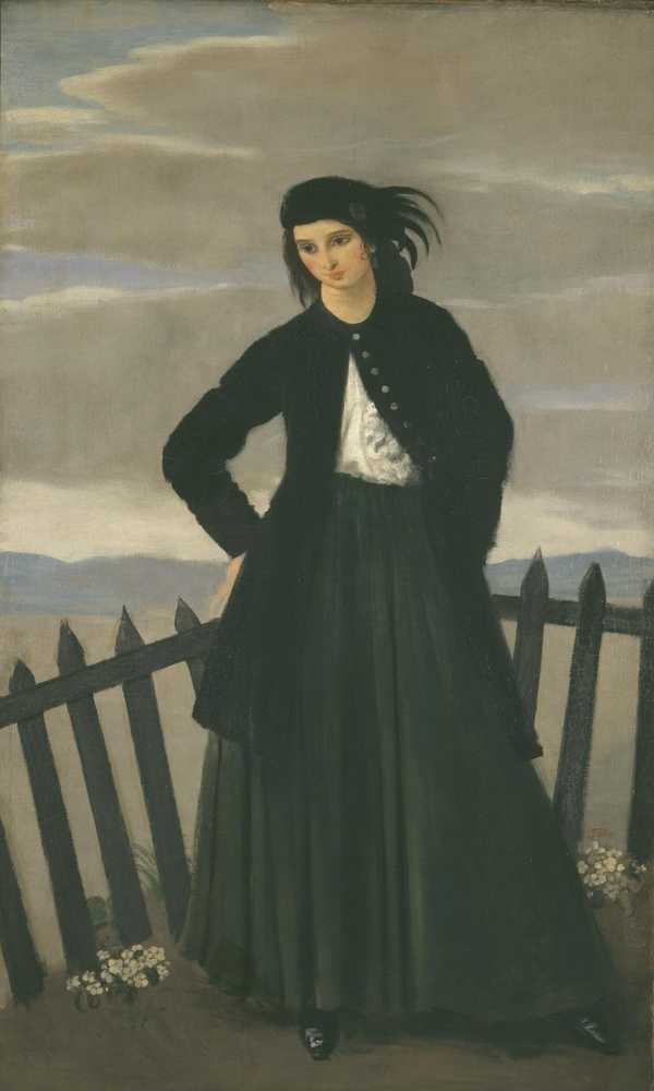 ‘Dorelia Standing before a Fence‘, Augustus John OM, c.1903–4 | Tate
