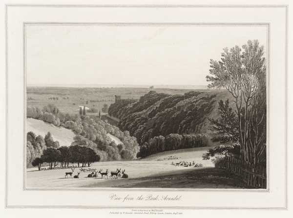 ‘View from the Park, Arundel‘, William Daniell, published 1823 ...