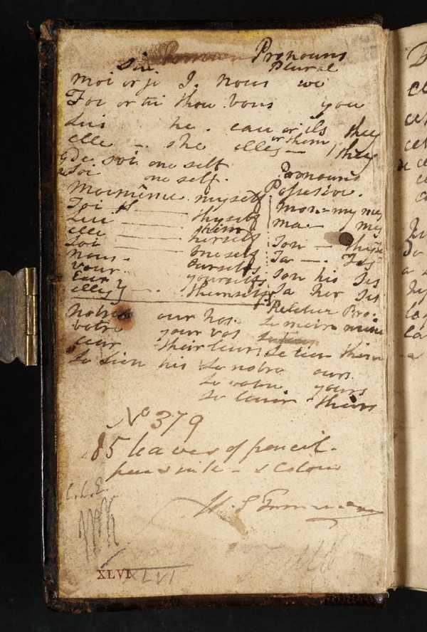 ‘Inscription by Turner: Notes on French Grammar‘, Joseph Mallord ...