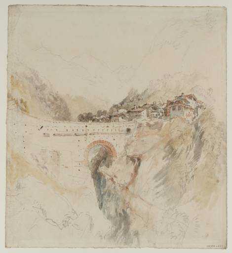 ‘The Roman Bridge at Pondel, Looking down the Cogne Valley to the Val d ...