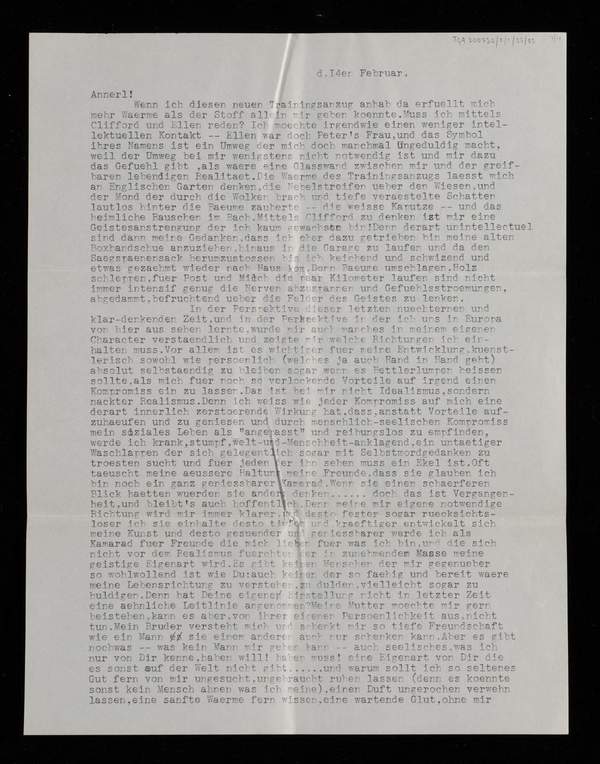 Letter from Edward Renouf to Anny Schey von Koromla‘, Edward Renouf ...