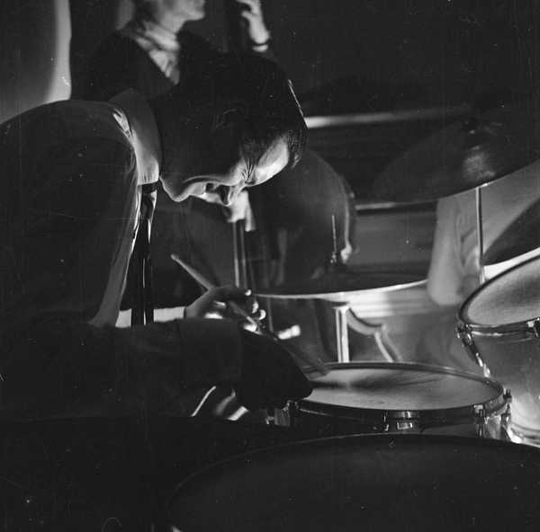 Photograph of unidentified jazz musician, performing on drums‘, Nigel ...