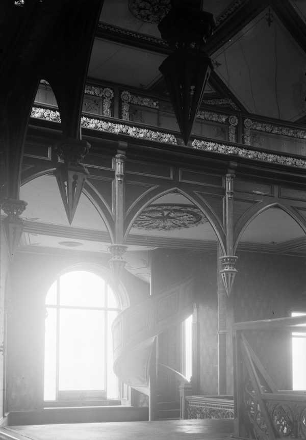Photograph of a spiral staircase at Riber Castle near Matlock ...