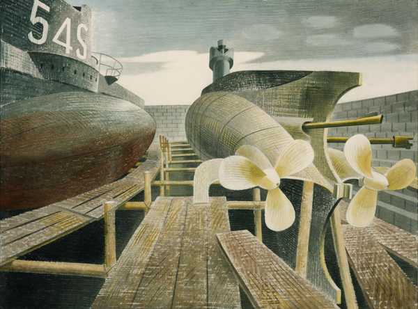 ‘Submarines in Dry Dock‘, Eric Ravilious, 1940 | Tate