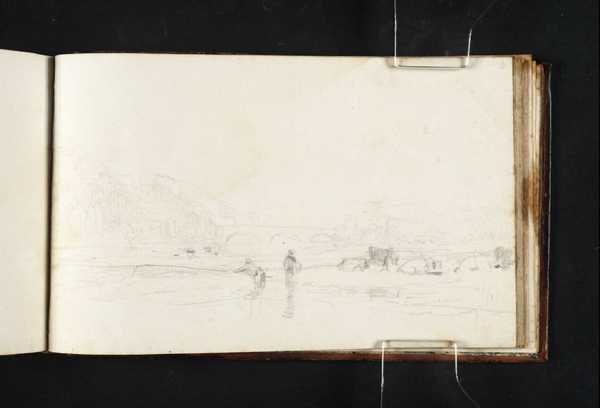 ‘Fishermen in the River Dee near Corwen Bridge; Sketch for ‘Trout ...