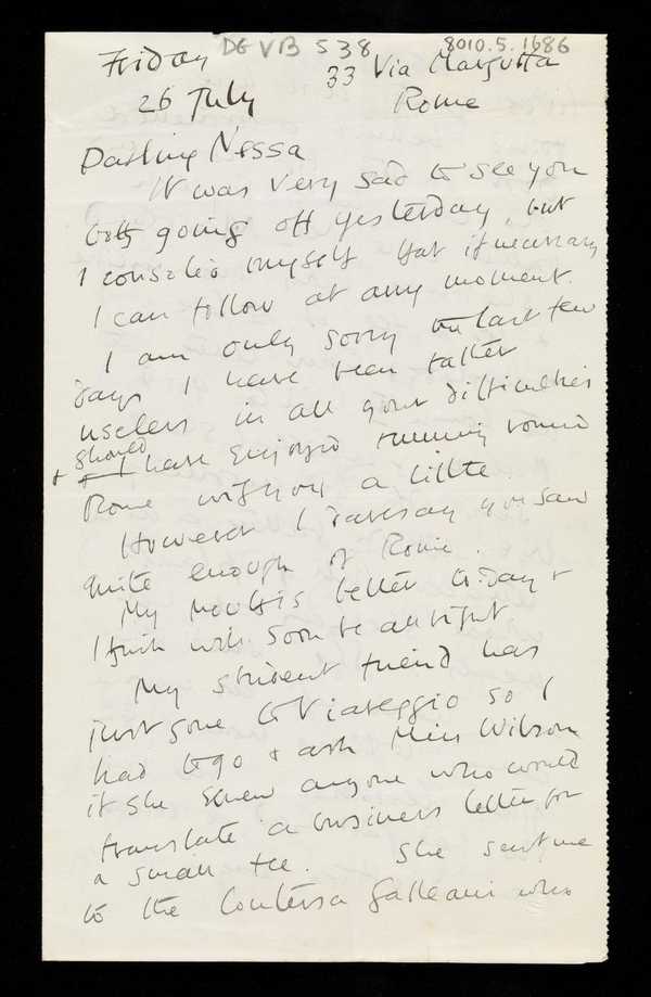 Letter from D. [Duncan Grant] to Vanessa Bell‘, Duncan Grant, recipient ...