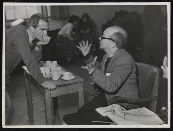 Photograph of Rupert Doone discussing the Group Theatre production of ...