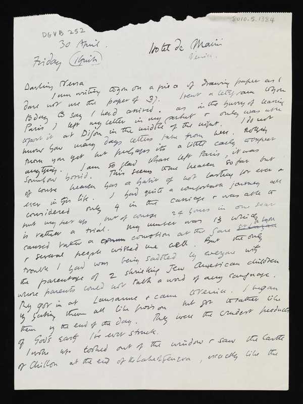 Letter from Bear [Duncan Grant] to Vanessa Bell‘, Duncan Grant ...