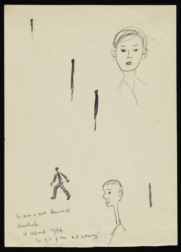 Sketches of heads and figures‘, L.S. Lowry, recipients: Geoffrey S ...