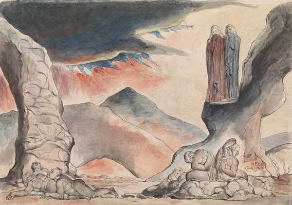 ‘The Pit of Disease: The Falsifiers‘, William Blake, 1824–7 | Tate