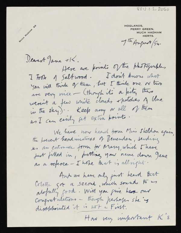 Letter from Henry Moore to Kenneth and Jane Clark‘, Henry Moore OM, CH ...