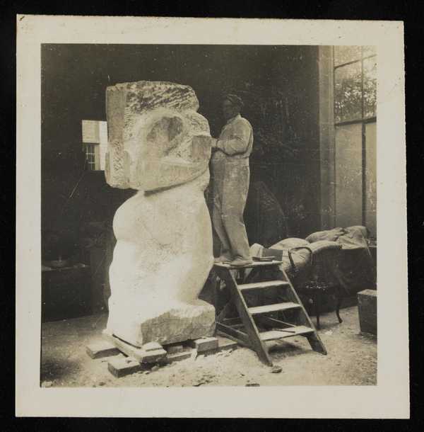 Photograph of Jacob Epstein working on his sculpture ‘Adam’‘, Anonymous ...