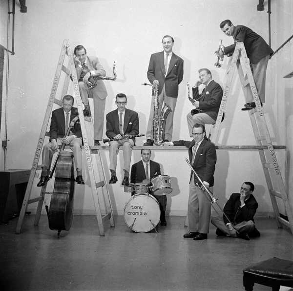 Photograph of jazz musicians including Jimmie Deuchar, Ken Wray, Ronnie ...