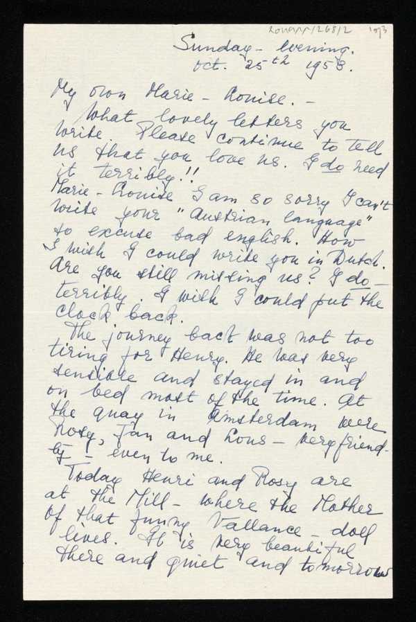 Letter from Suzanne van Thijn‘, Suzanne van Thijn, recipient: Marie ...