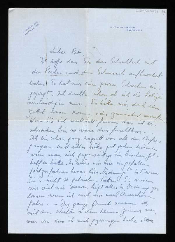 Letter to Elias Canetti‘, recipient: Elias Canetti, [1954]‘, recipient ...