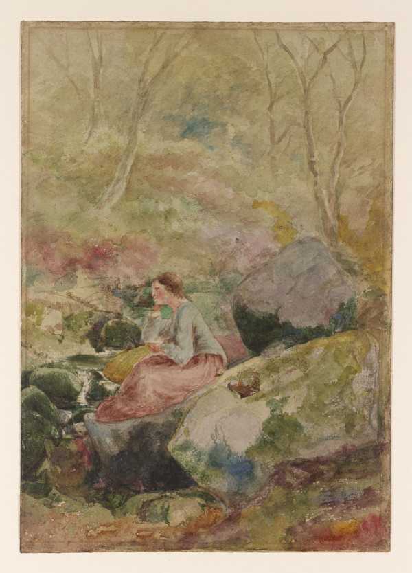 ‘A Girl Seated on Rocks in a Wood‘, John William Inchbold | Tate