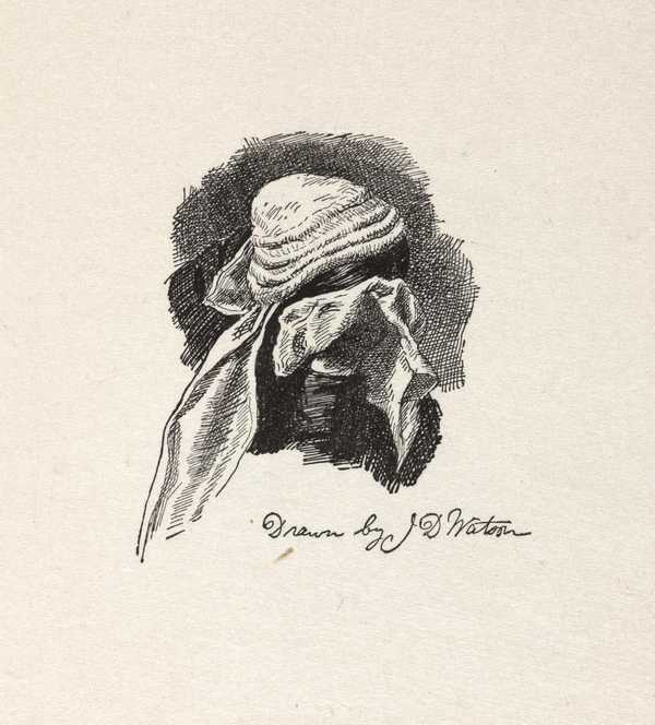 Etching of a head with a turban(?) signed by J. D. Watson‘, John Dawson ...