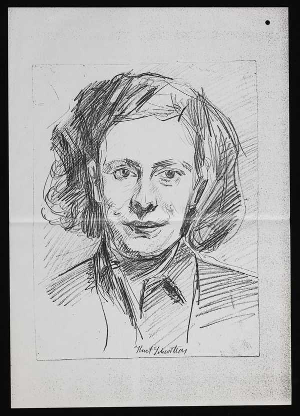 Photocopy of a portrait of a man signed by Schwitters‘, Kurt Schwitters ...