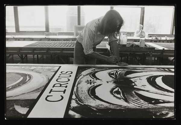 Black and white photograph of Ian Breakwell working on prints for ...