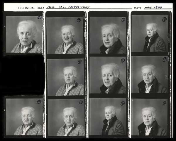 Contact sheet of photographs of Marie-Louise von Motesiczky, one image ...