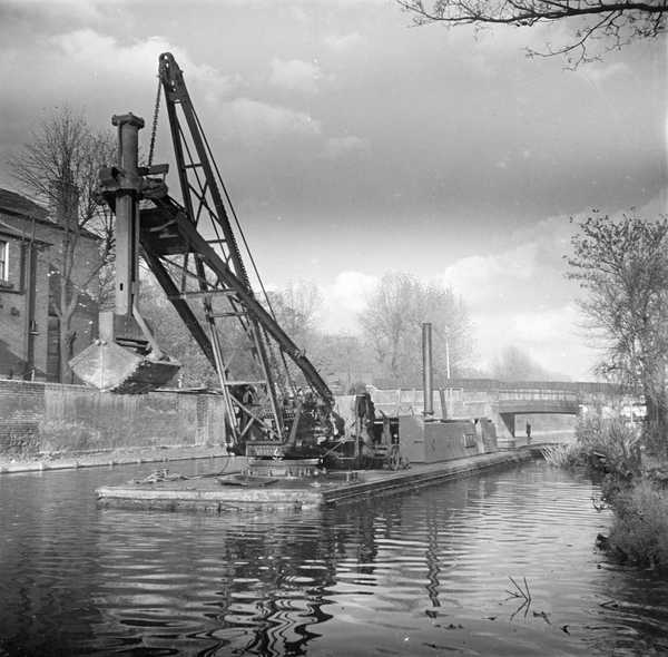 Photograph showing steam powered crane on a barge‘, Nigel Henderson, [c ...