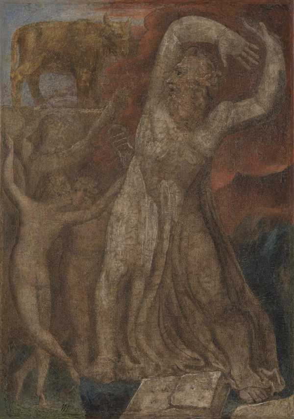 ‘Moses Indignant at the Golden Calf‘, William Blake, c.1799–1800 | Tate