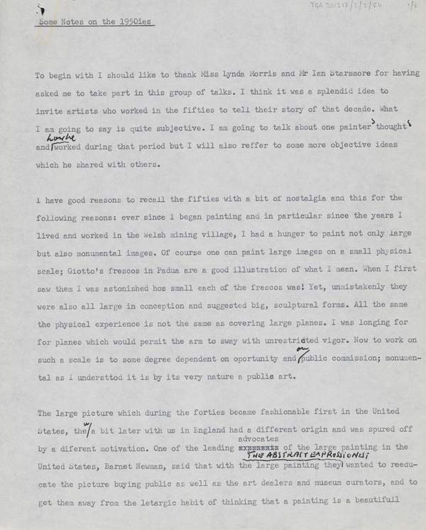 Some notes on the 1950ies’‘, Josef Herman, [c.1980s–1990s]‘, Josef ...