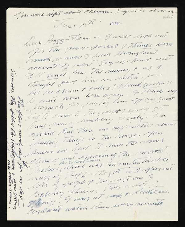 Letter from Jacob Epstein to Peggy Jean‘, Sir Jacob Epstein, recipient ...