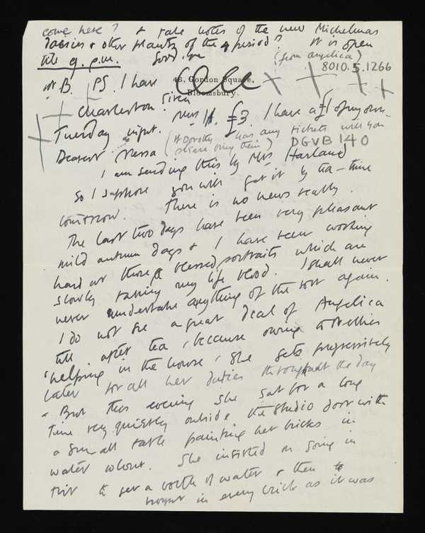 Letter from B. [Duncan Grant] to Vanessa Bell [London]‘, Duncan Grant ...