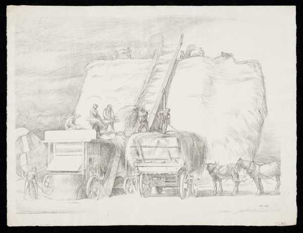 Threshing’ from ‘Work on the Land’‘, Sir William Rothenstein, 1917 ...
