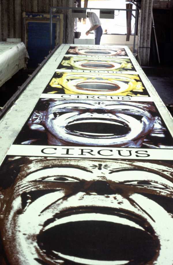 Colour transparency of Ian Breakwell working on photo-silkscreen prints ...